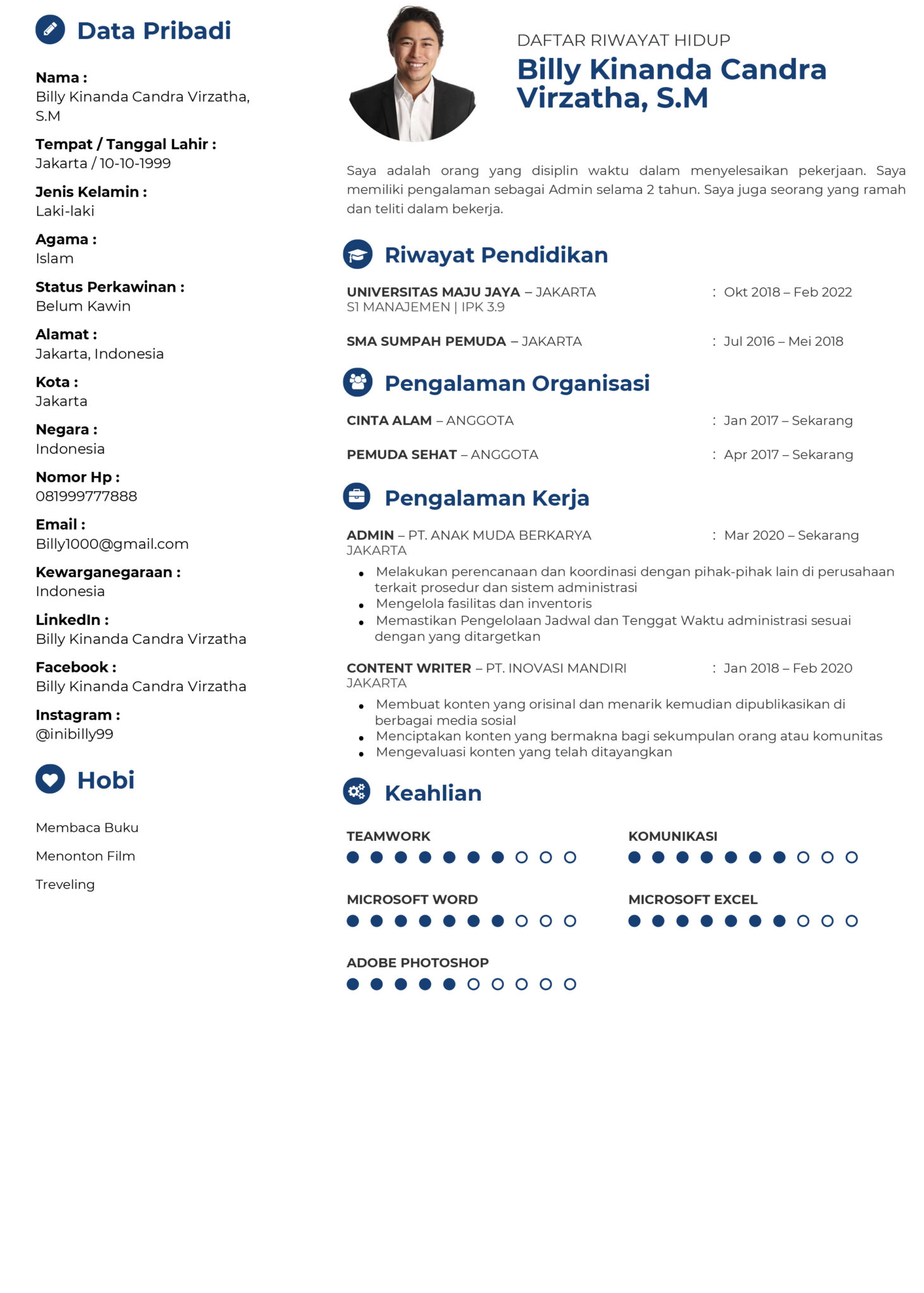 Contoh CV Admin Untuk Melamar Kerja 2025 - Blog BikinCV
