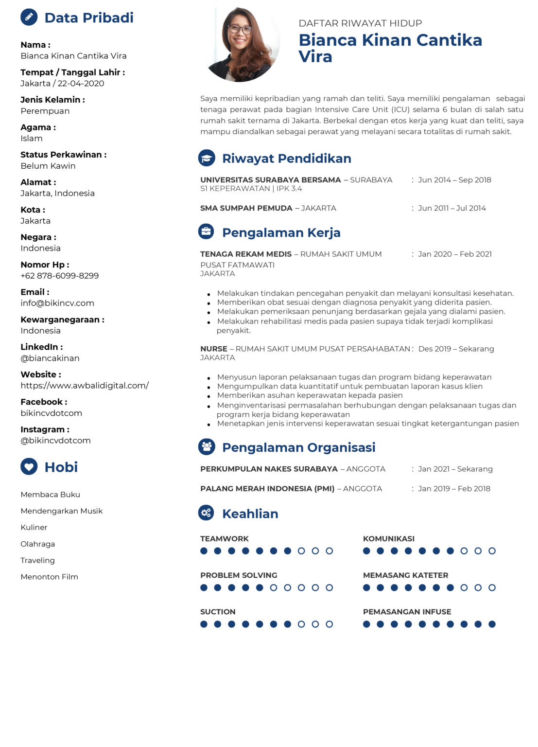 Contoh CV Dokter Perawat Nakes Untuk Melamar Kerja - Blog BikinCV