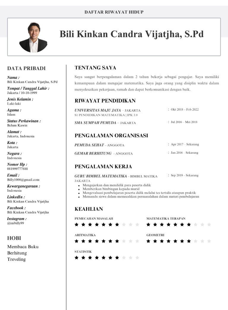 Contoh CV Guru dan Dosen yang Baik dan Benar 2025 - Blog BikinCV