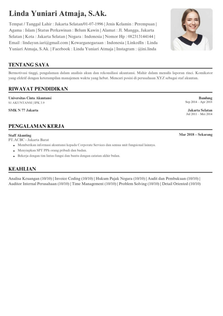 Contoh CV Akuntan Pajak dan Tips Membuatnya 2025 - Blog BikinCV