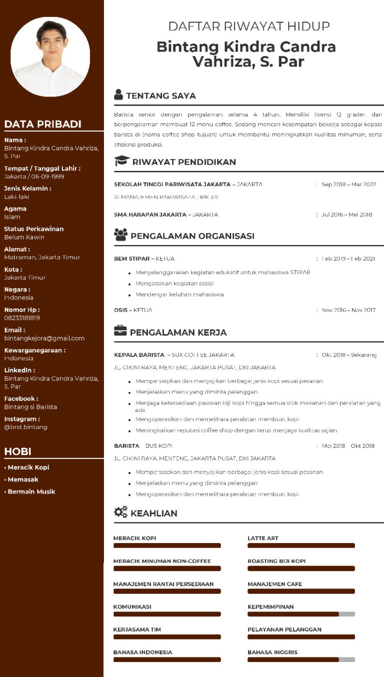 Contoh CV Barista dan Tips Membuatnya 2025 - Blog BikinCV