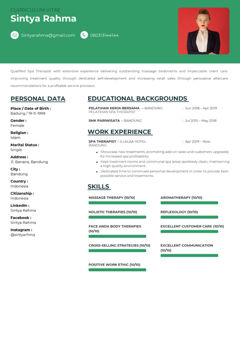Contoh CV Spa Therapist dan Tips Membuatnya - Blog BikinCV