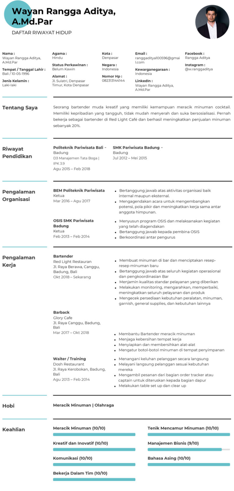 Contoh CV Bartender dan Tips Membuatnya 2025 - Blog BikinCV