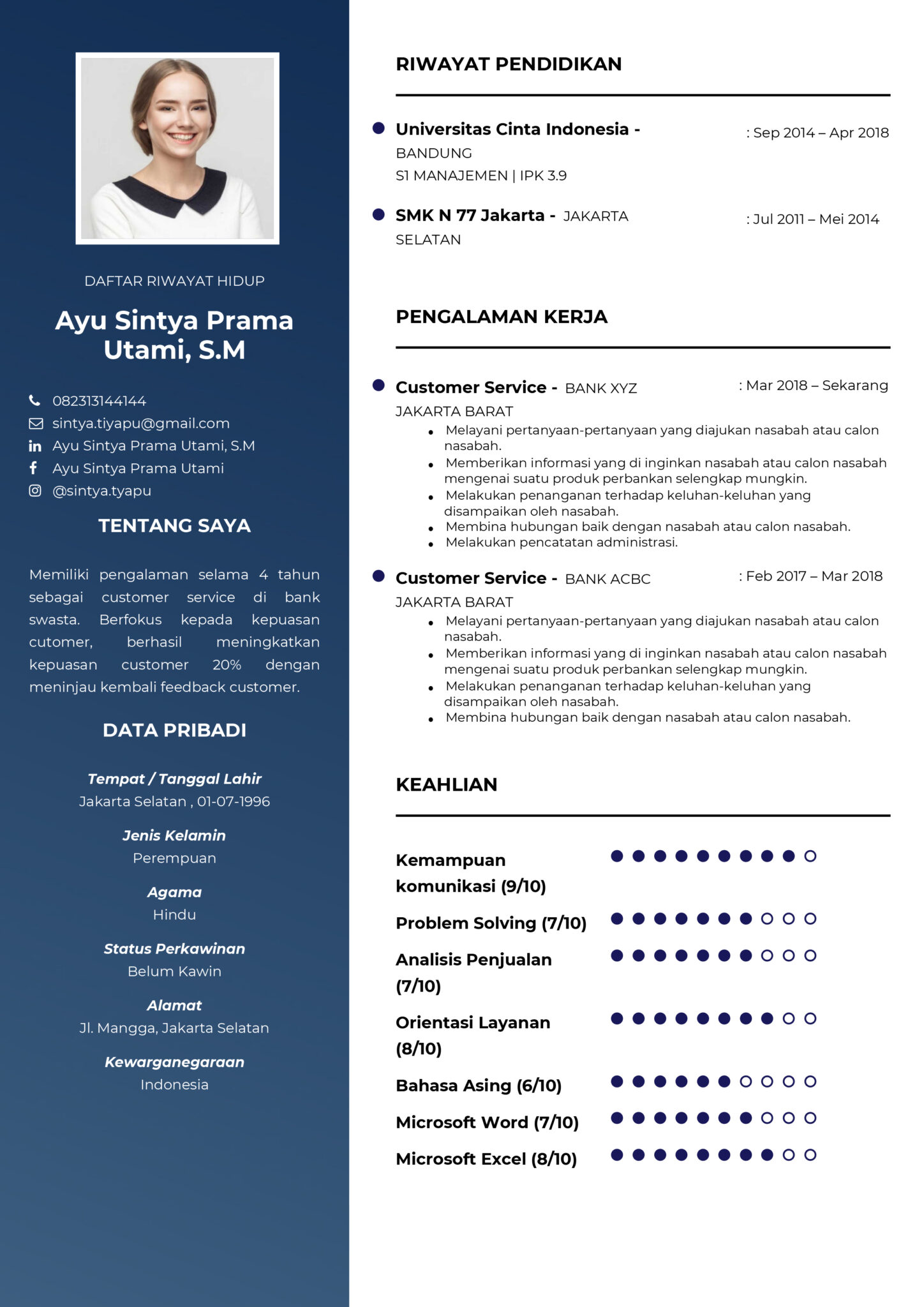 Contoh CV Customer Service Bank dan Tips Membuatnya (2025) - Blog BikinCV