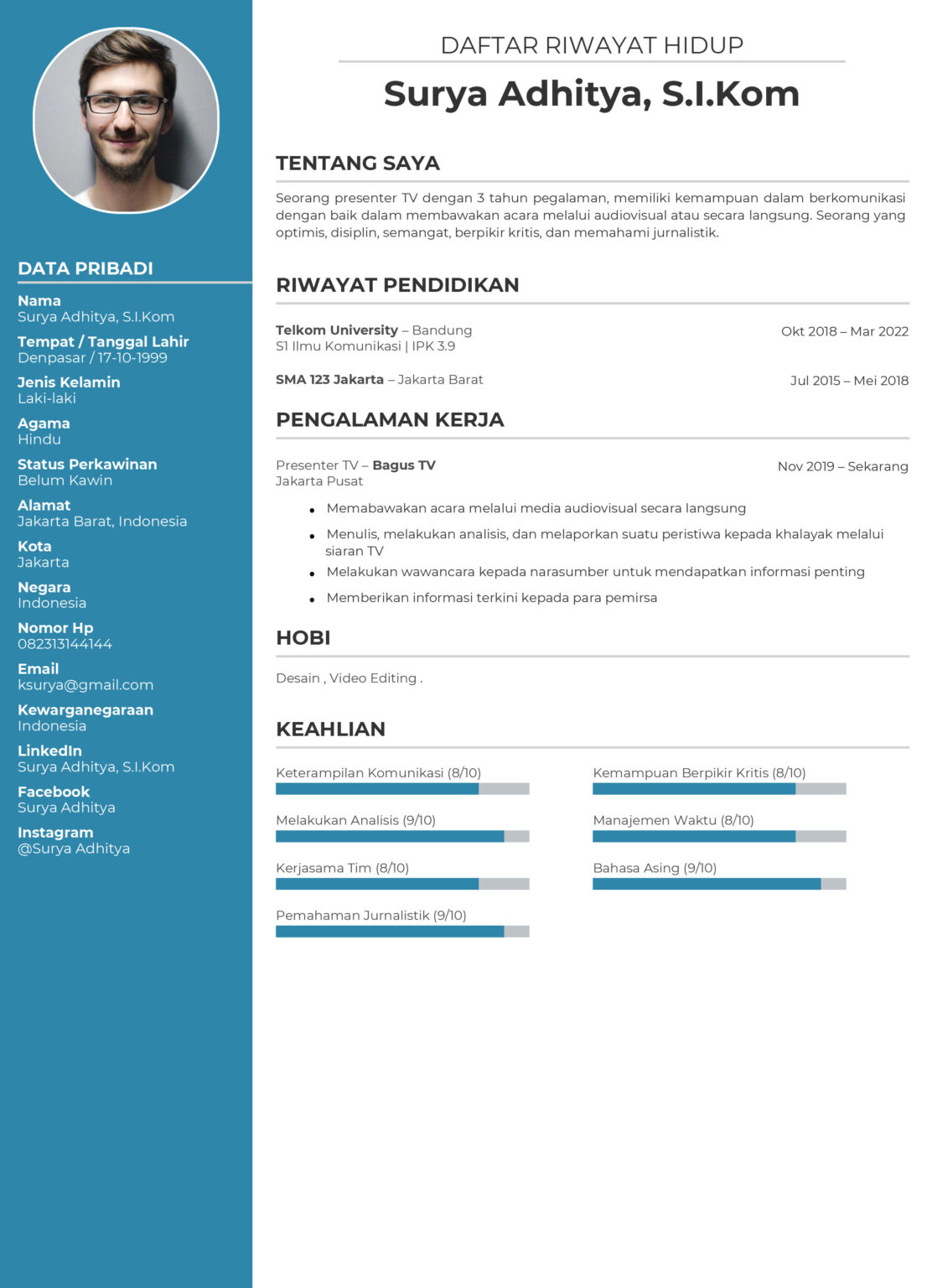 Contoh CV Presenter TV dan Cara Membuatnya - Blog BikinCV