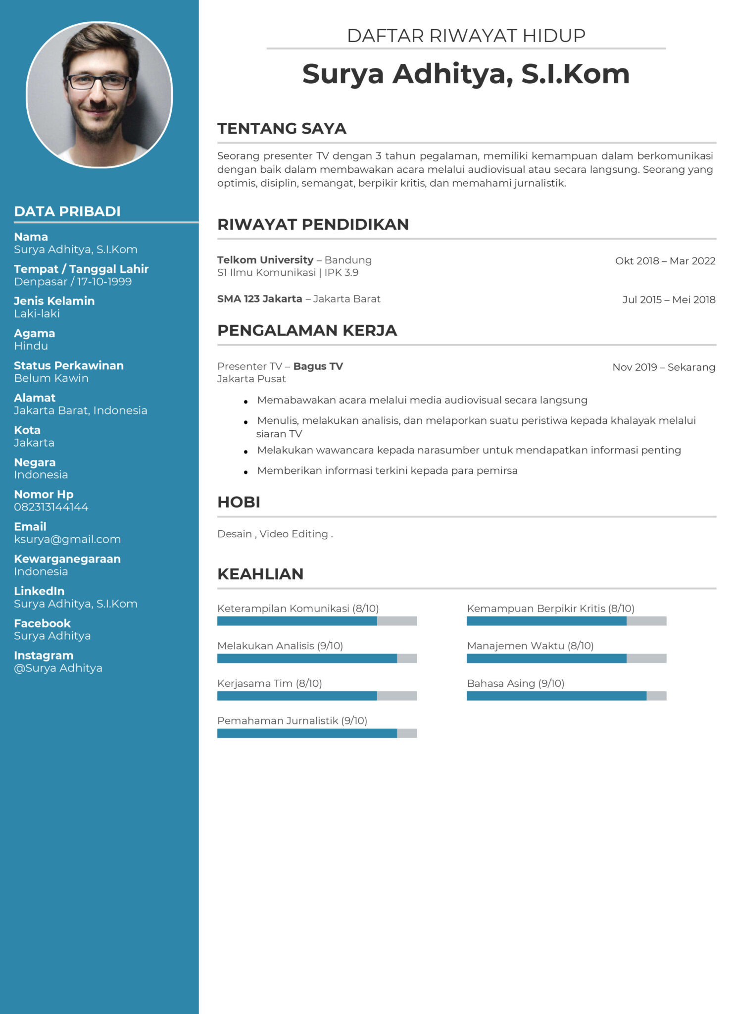 Contoh CV Presenter TV dan Cara Membuatnya - Blog BikinCV