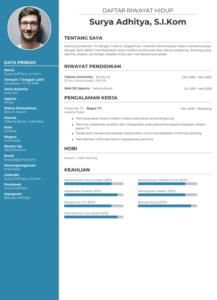 Contoh CV Presenter TV dan Cara Membuatnya - Blog BikinCV