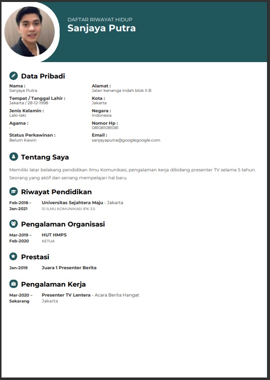 Contoh CV Presenter TV dan Cara Membuatnya - Blog BikinCV
