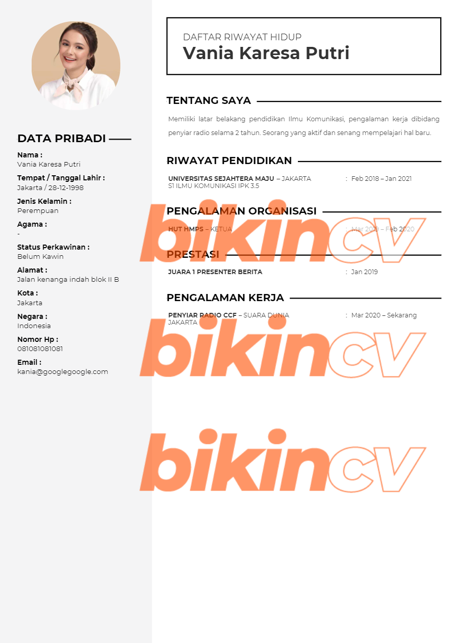 Contoh CV Penyiar Radio dan Cara Membuatnya - Blog BikinCV