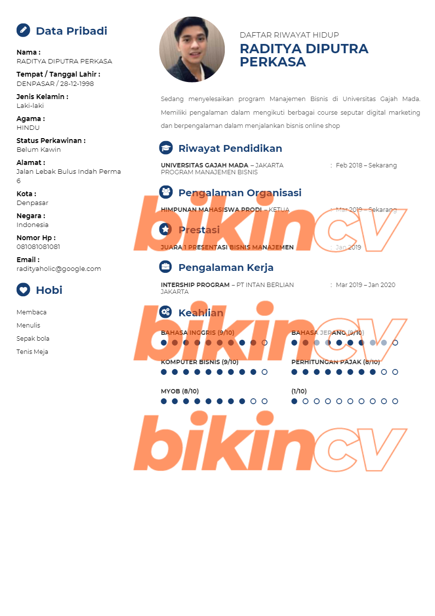Contoh CV Mahasiswa Magang di Perusahaan - Blog BikinCV
